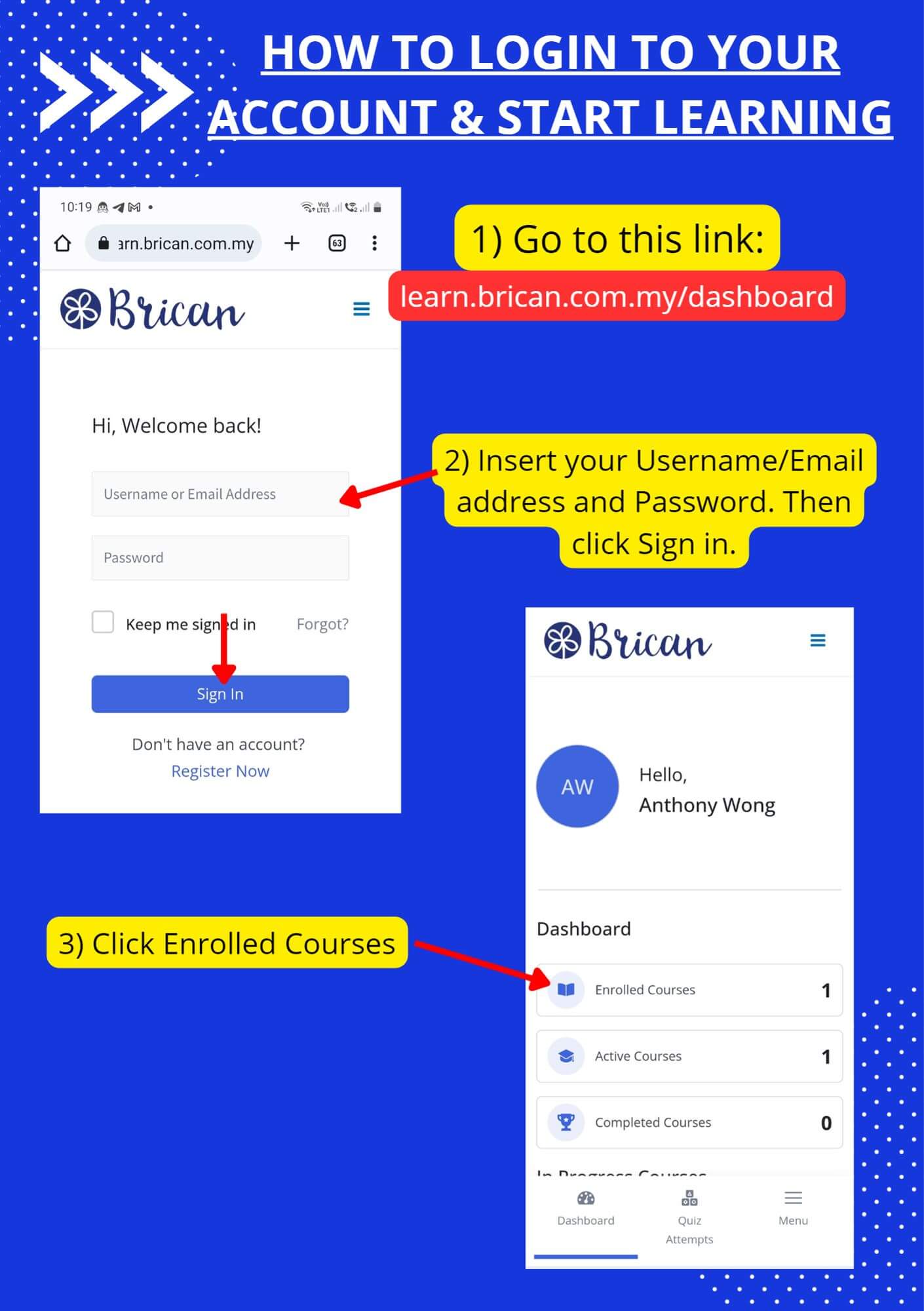 How To Login To Your Account – Brican English Portal
